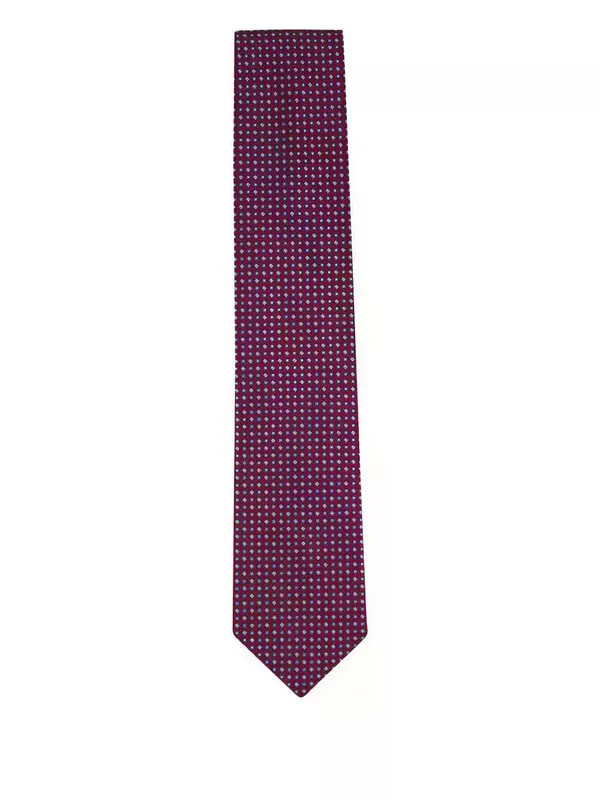 Eton Geometric-pattern Neck Tie - Red