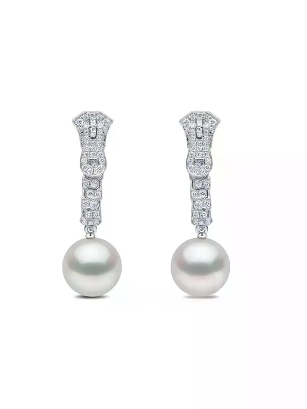 Yoko London 18k White Gold Diamond And Pearl Drop Earrings - Silver