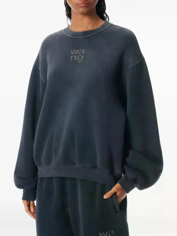 Alexander Wang Crystal Hotfix Logo Sweatpants - Black