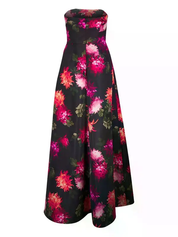 Carolina Herrera Floral-pattern Strapless Maxi Dress - Black