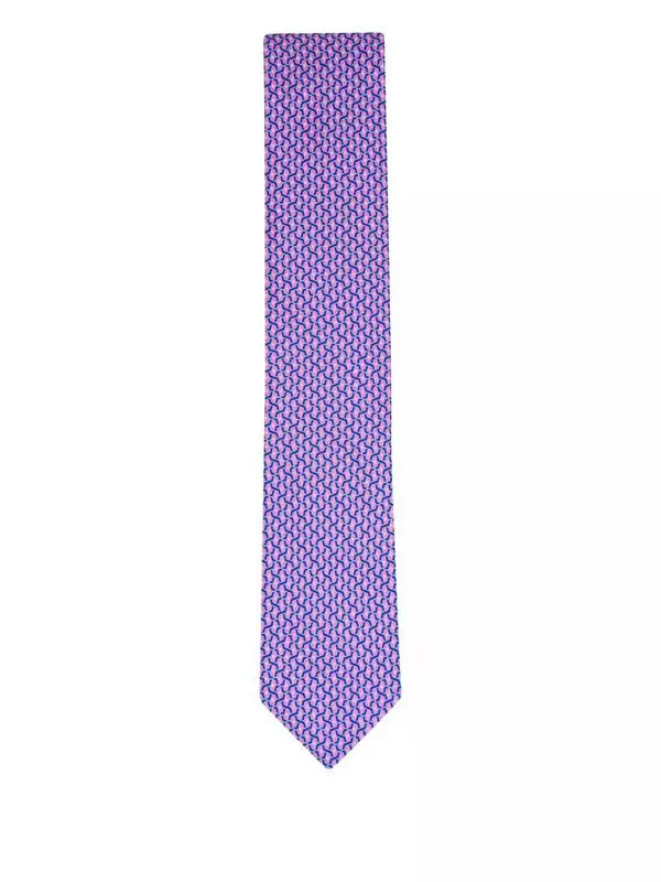 Canali Geometric-pattern Silk Tie - Pink