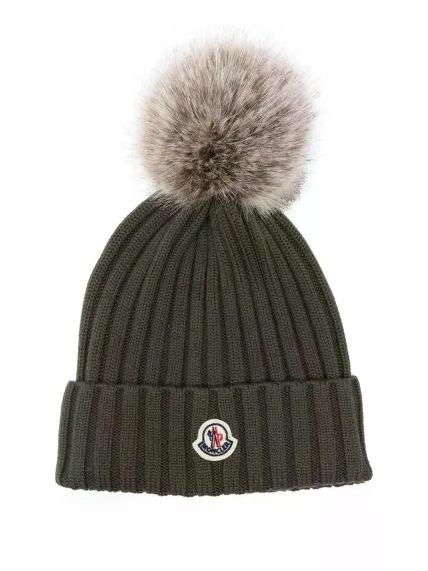 Moncler Logo-patch Beanie - Green