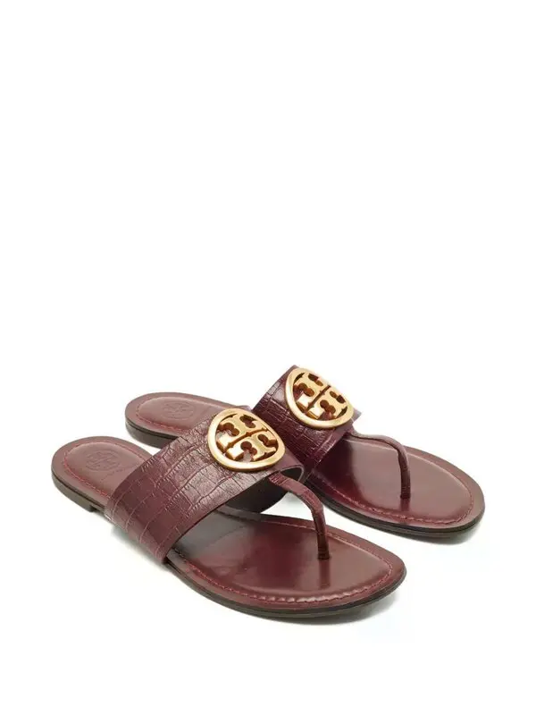 Tory Burch Amanda Embossed Leather Flat Sandals