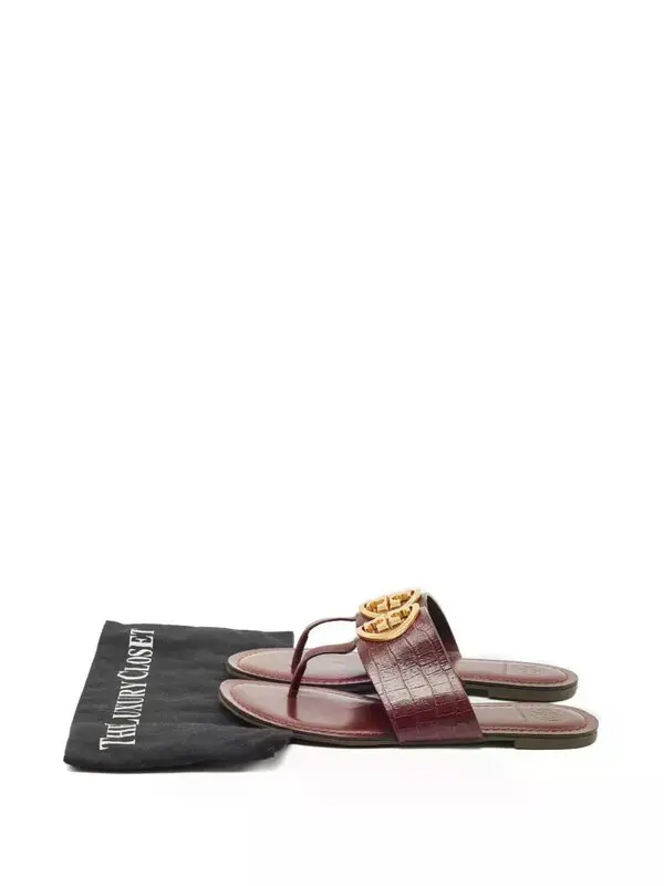 Tory Burch Amanda Embossed Leather Flat Sandals