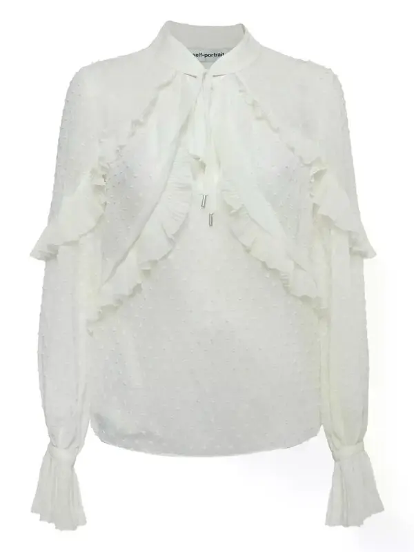 SELF-PORTRAIT Ruffled Long Sleeve Blouse