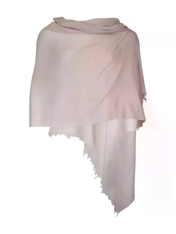 Kinross Cashmere Cameo Ombre Fringed Embellished Scarf - Neutrals