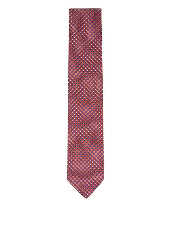 Eton Patterned Silk Tie - Orange