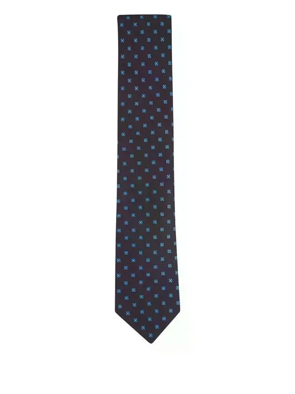 Canali Geometric-pattern Silk Tie - Grey