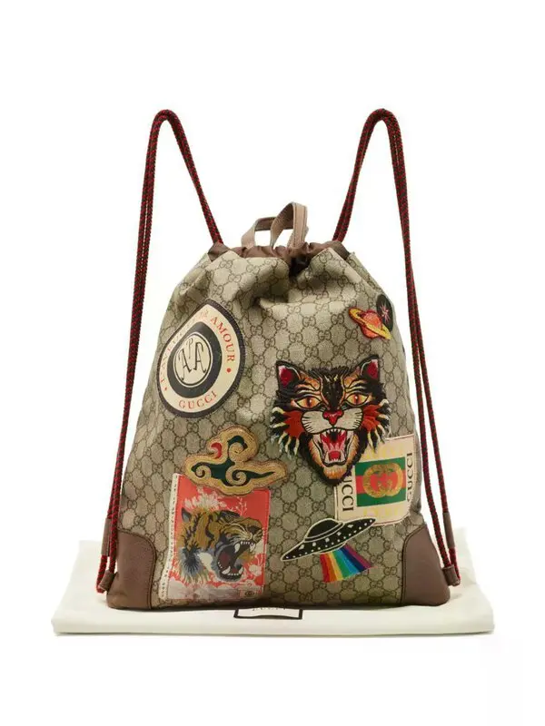 Gucci Gg Supreme Canvas Drawstring Backpack
