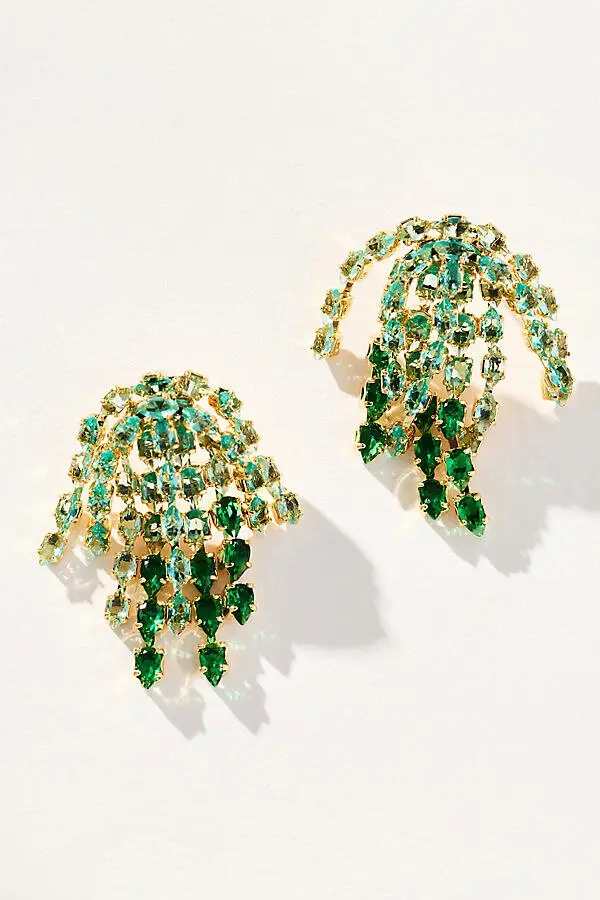 Anthropologie Crystal Fireworks Earrings - Green