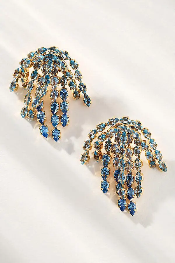 Anthropologie Crystal Fireworks Earrings - Light Blue