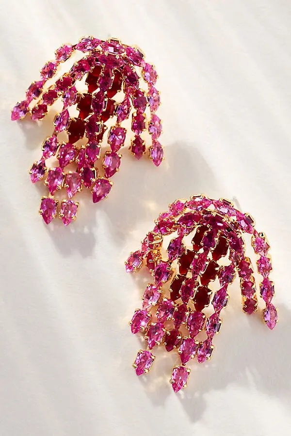 Anthropologie Crystal Fireworks Earrings - Pink