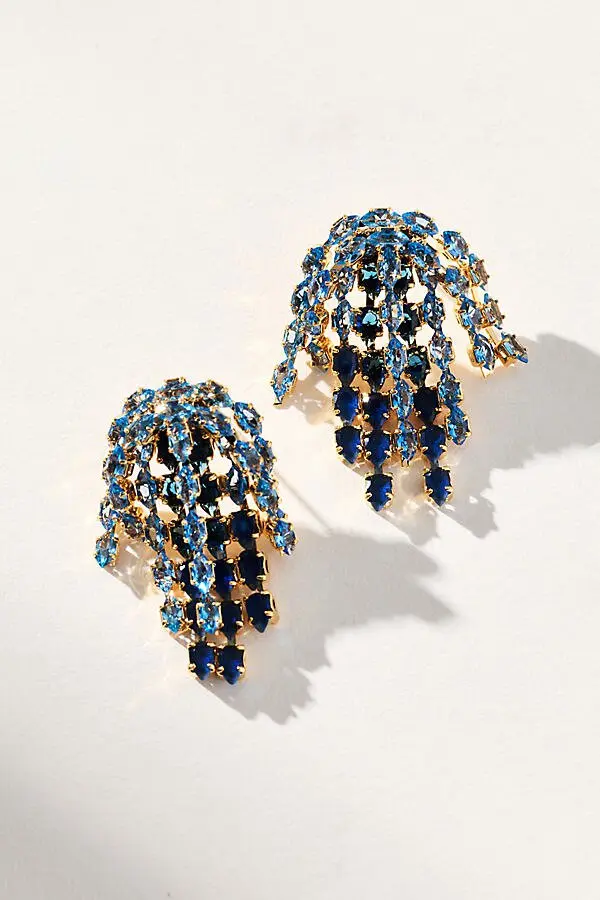 Anthropologie Crystal Fireworks Earrings - Sapphire
