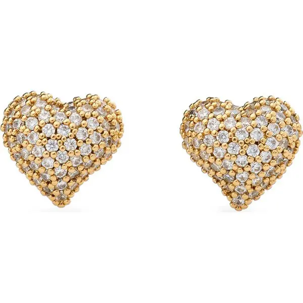 Kate Spade New York Cubic Zirconia Pavé Heart Stud Earrings - Clear/gold