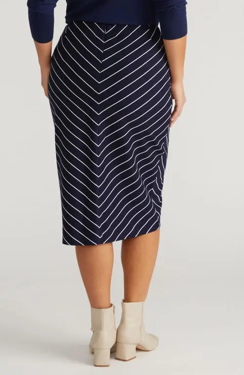 Universal Standard Anya Ponte Skirt - Navy Blue Pinstripe