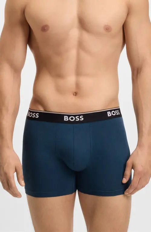 BOSS Assorted 3-pack Power Stretch Cotton Boxer Briefs - Blue Multi