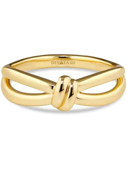 DEVATA Love Knot Ring In Gold Plated Sterling Silver - Yellow Gold