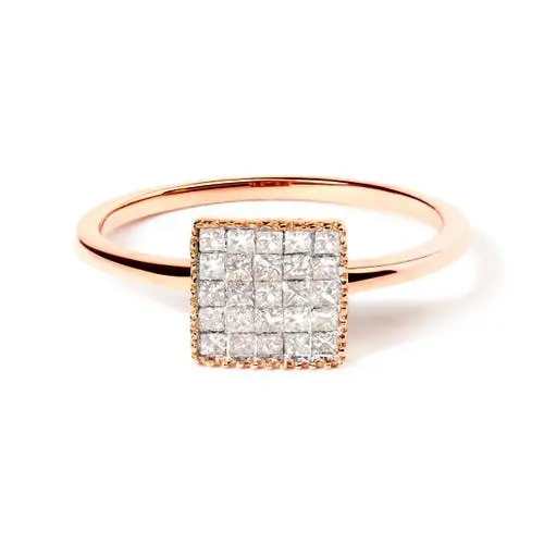 HAUS OF BRILLIANCE 10k Rose Gold 1/3 Cttw Invisible Set Princess Diamond Composite Square Ring - Pink