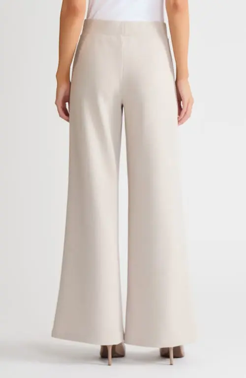 Ming Wang Stretch Deco Crepe Wide-leg Pants - Limestone