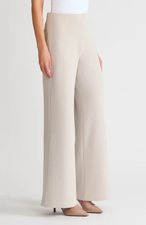 Ming Wang Stretch Deco Crepe Wide-leg Pants - Limestone