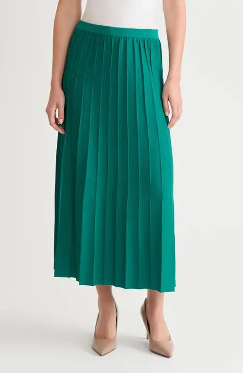 Ming Wang Pleated A-line Soft Knit Maxi Skirt