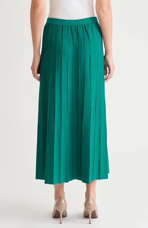 Ming Wang Pleated A-line Soft Knit Maxi Skirt
