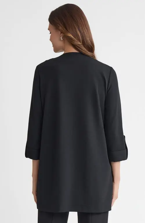 Ming Wang Lightweight Stretch Deco Crepe Wing Collar Jacket - Black