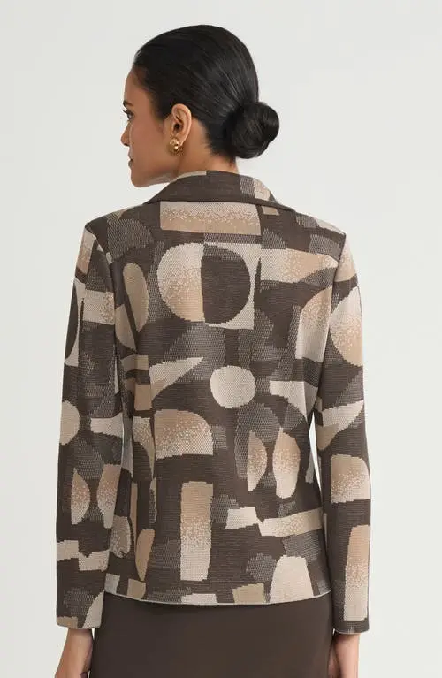 Ming Wang Geometric Jacquard Knit Blazer