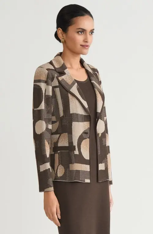 Ming Wang Geometric Jacquard Knit Blazer