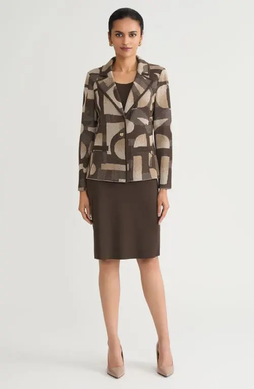 Ming Wang Geometric Jacquard Knit Blazer