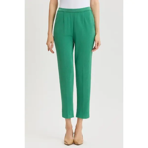 Ming Wang Knit Straight-leg Ankle Pants - Kelly Green