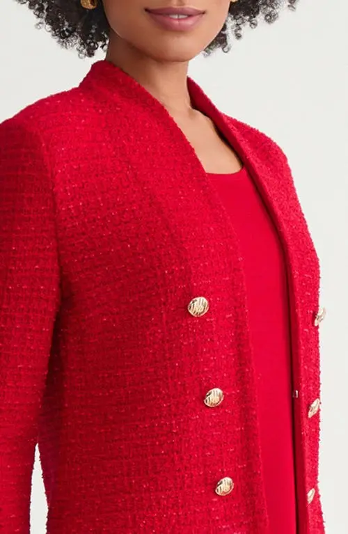 Ming Wang Tonal Eyelash Tweed Knit Jacket