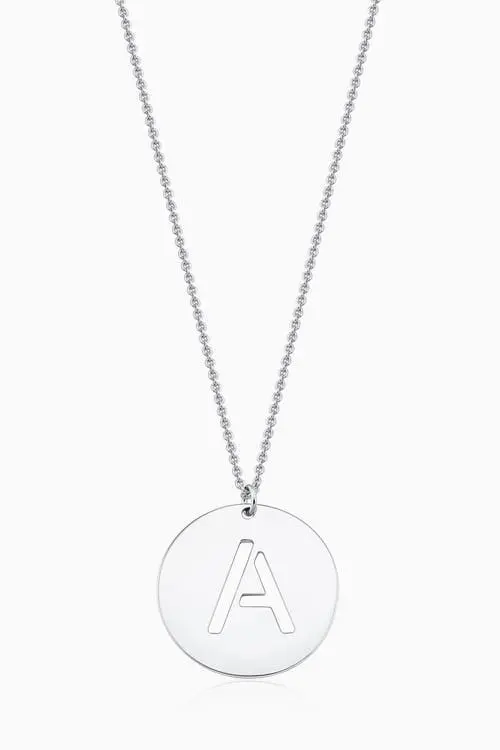 ORADINA Say My Name Initial Pendant Necklace - Letter A/ Silver