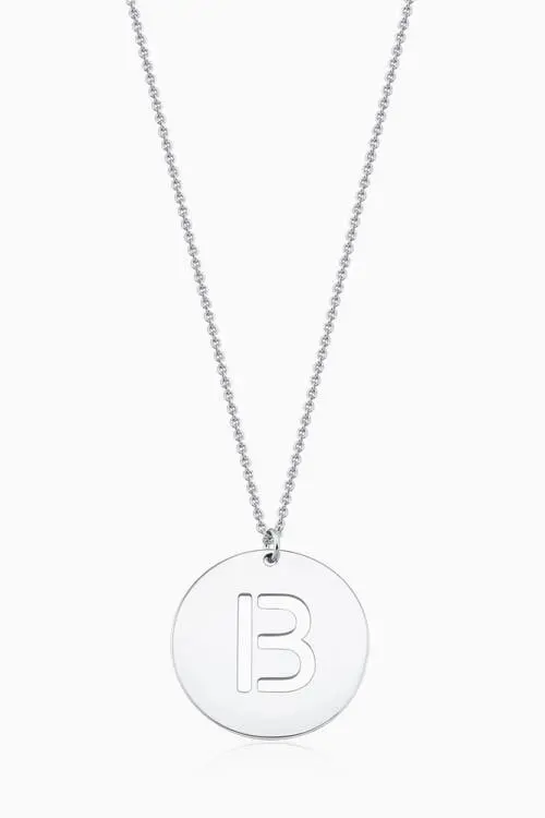 ORADINA Say My Name Initial Pendant Necklace - Letter B/ Silver