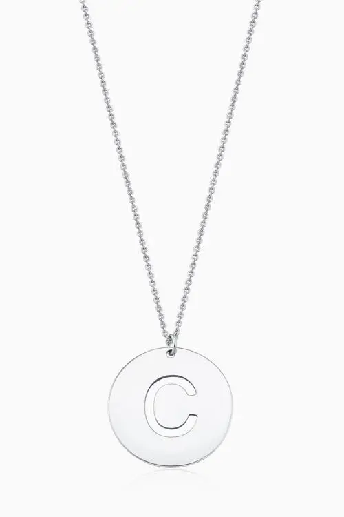 ORADINA Say My Name Initial Pendant Necklace - Letter C/ Silver