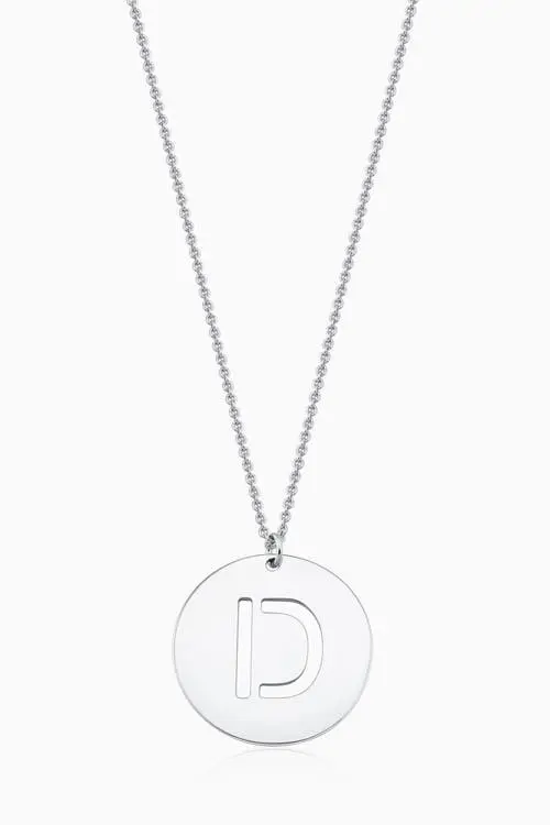 ORADINA Say My Name Initial Pendant Necklace - Letter D/ Silver