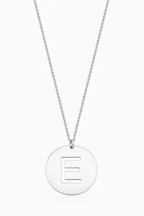 ORADINA Say My Name Initial Pendant Necklace - Letter E/ Silver