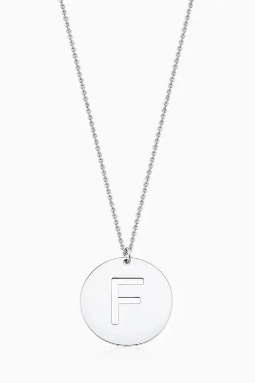 ORADINA Say My Name Initial Pendant Necklace - Letter F/ Silver