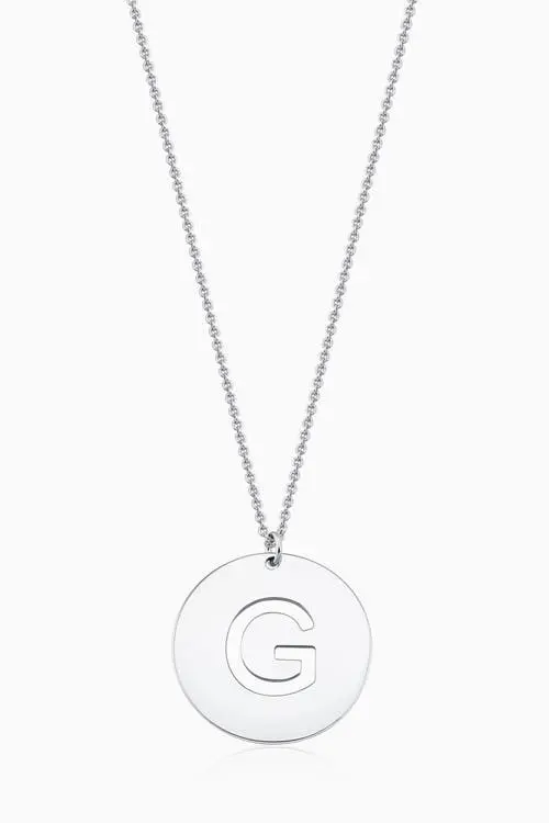ORADINA Say My Name Initial Pendant Necklace - Letter G/ Silver