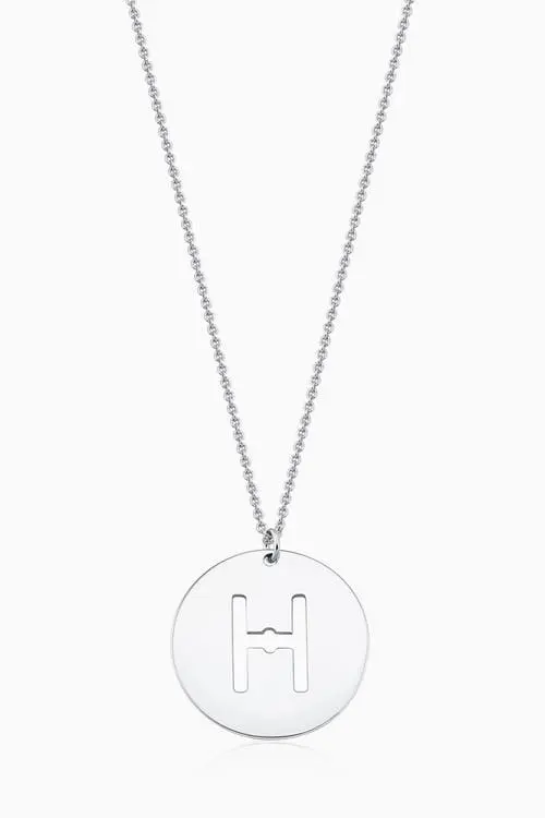 ORADINA Say My Name Initial Pendant Necklace - Letter H/ Silver