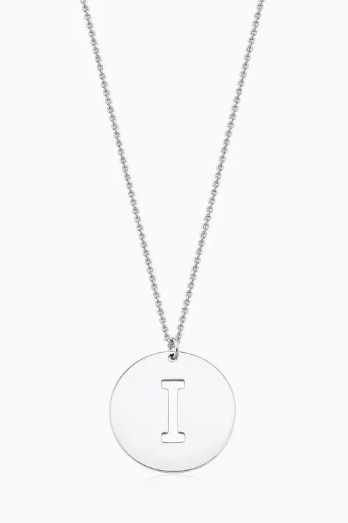 ORADINA Say My Name Initial Pendant Necklace - Letter I/ Silver