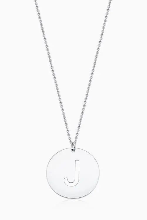 ORADINA Say My Name Initial Pendant Necklace - Letter J/ Silver