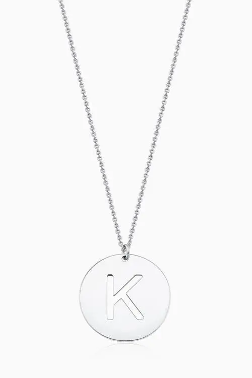 ORADINA Say My Name Initial Pendant Necklace - Letter K/ Silver