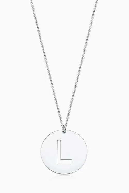 ORADINA Say My Name Initial Pendant Necklace - Letter L/ Silver