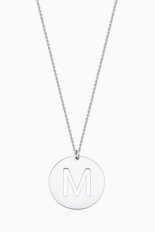 ORADINA Say My Name Initial Pendant Necklace - Letter M/ Silver