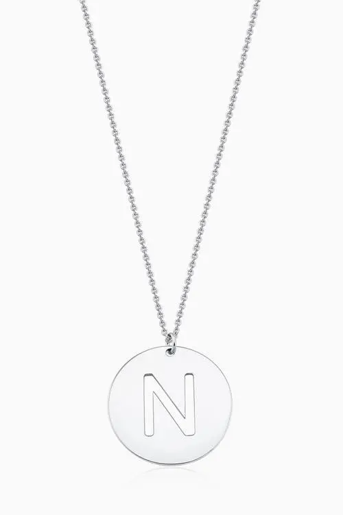 ORADINA Say My Name Initial Pendant Necklace - Letter N/ Silver