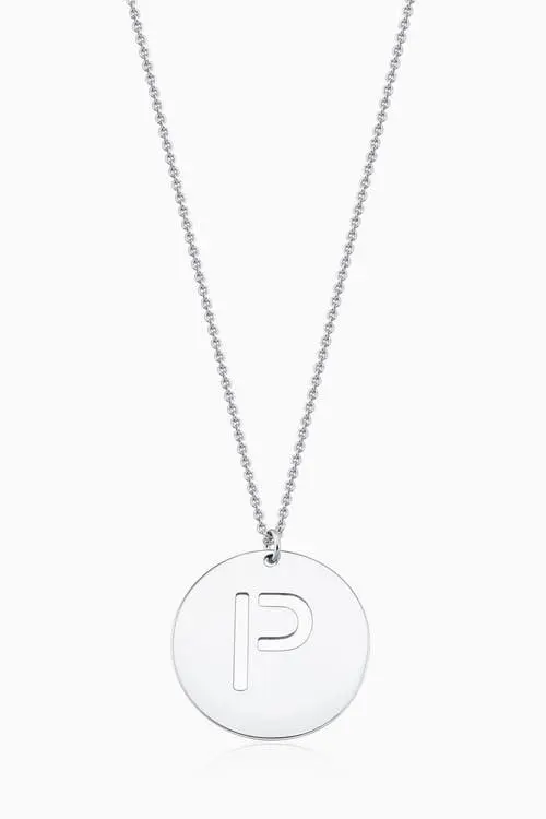 ORADINA Say My Name Initial Pendant Necklace - Letter P/ Silver