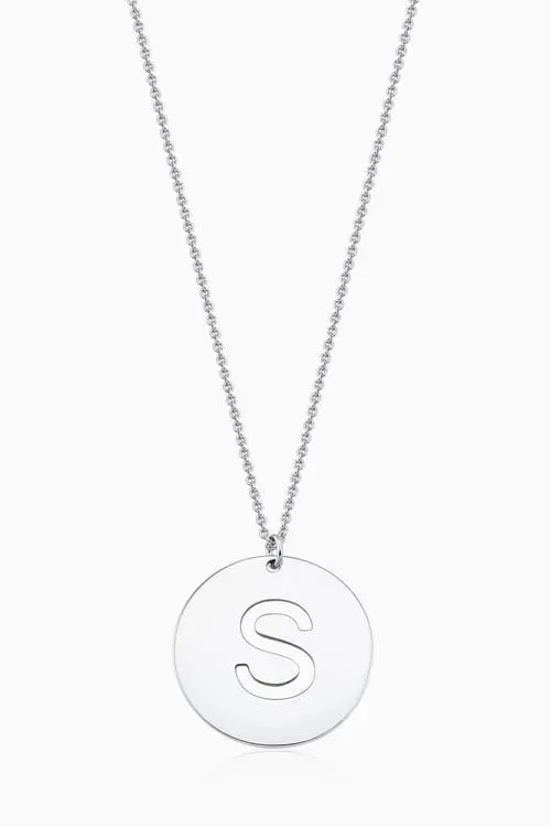 ORADINA Say My Name Initial Pendant Necklace - Letter S/ Silver