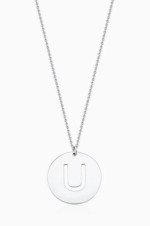 ORADINA Say My Name Initial Pendant Necklace - Letter U/ Silver