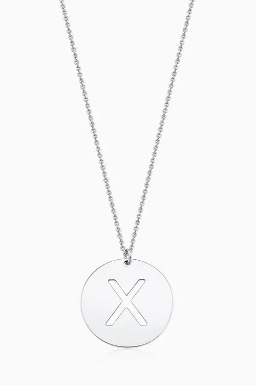 ORADINA Say My Name Initial Pendant Necklace - Letter X/ Silver